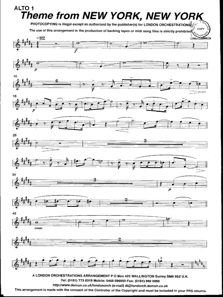 Theme From New York New York (Frank Sinatra) | PDF