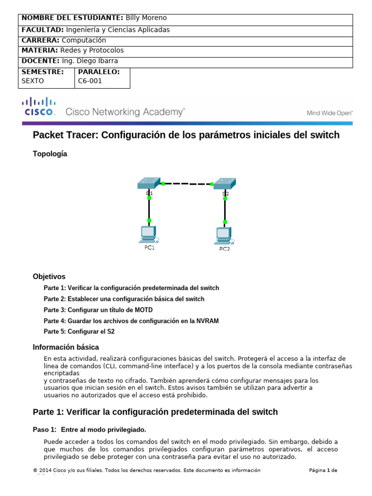 2 2 3 3 Packet Tracer Configuring Initial Switch Settings