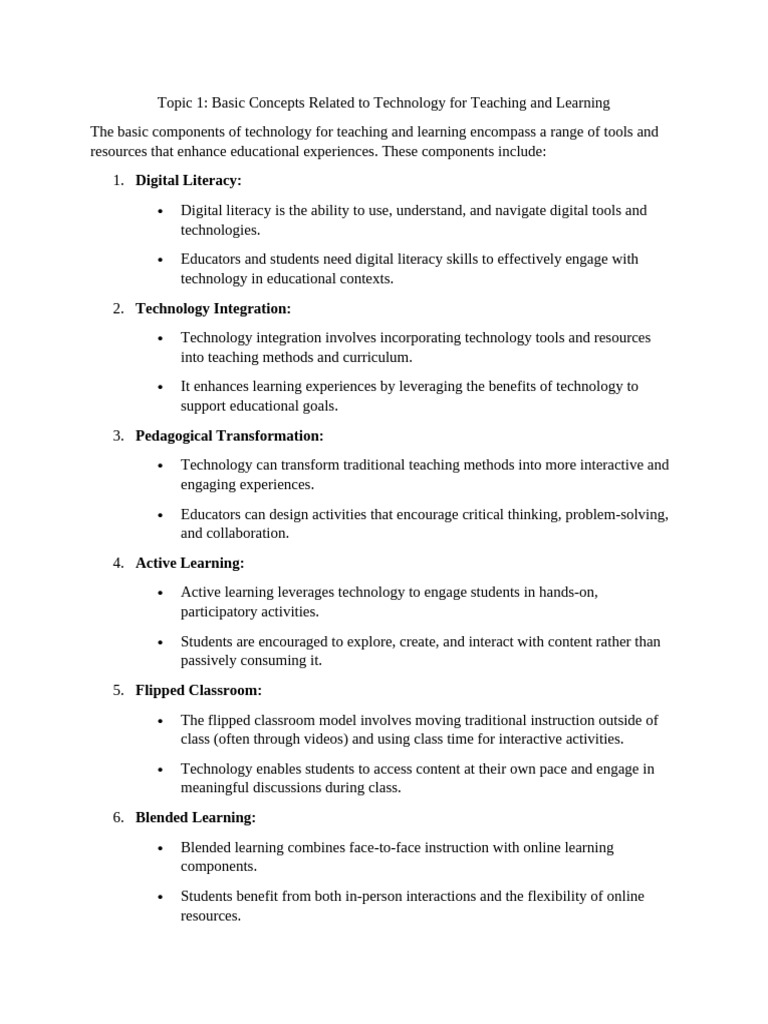 Topics 1 and 2 Basic Concepts Related To Technology For Teaching and Learning | PDF ...