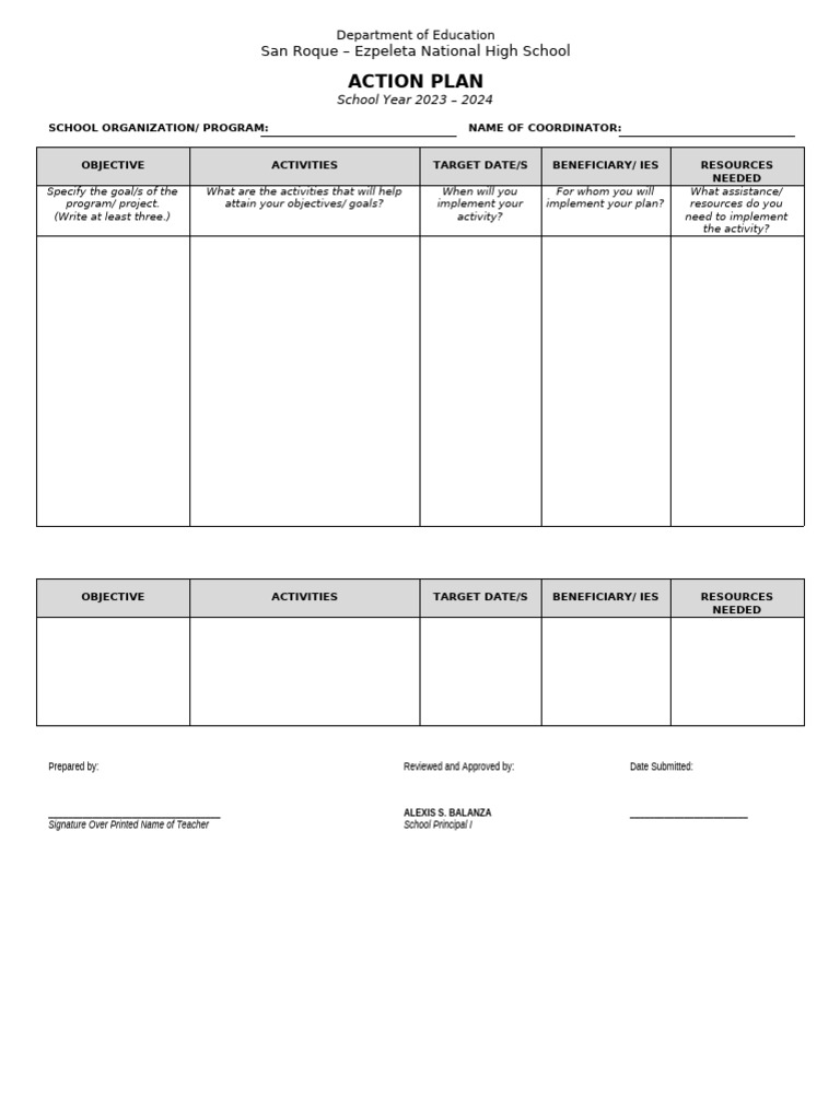 Personal Action Plan | PDF