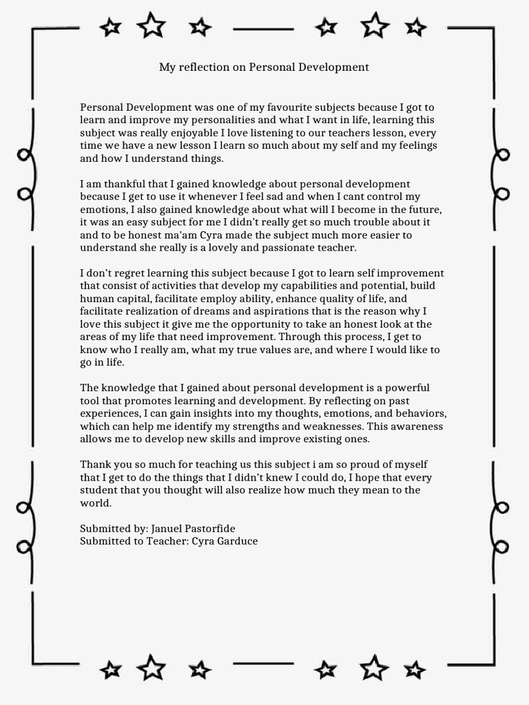 My Reflection On Personal Development | PDF
