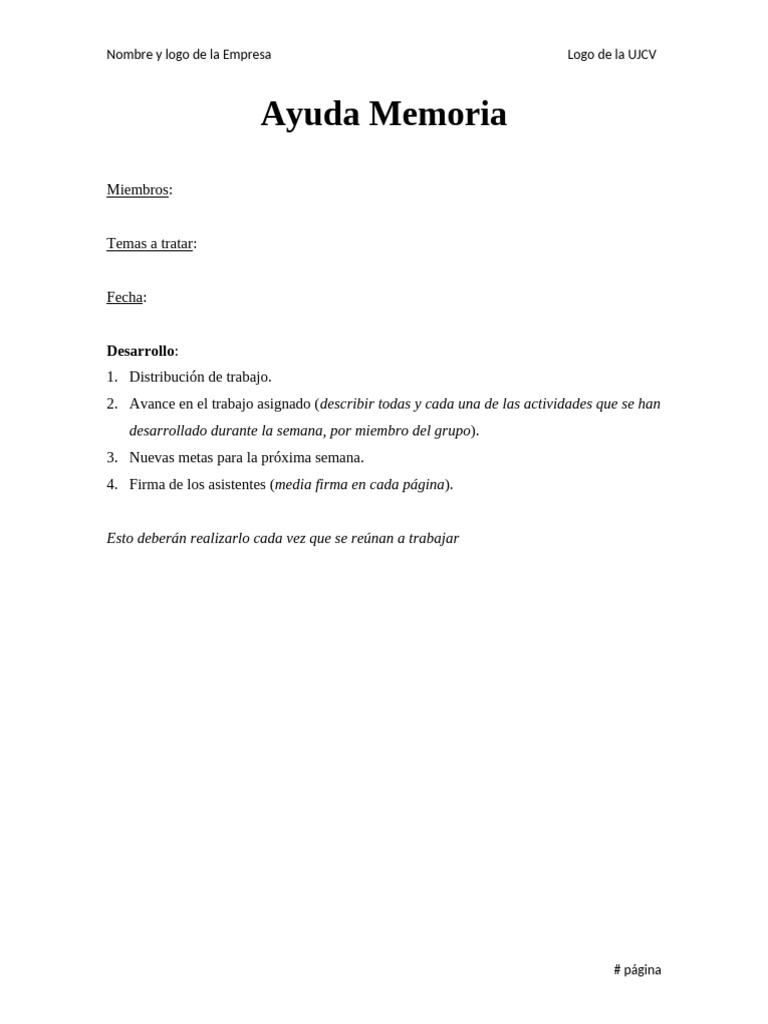 Formato Ayuda Memoria | PDF | Crecimiento personal y profesional | Arte