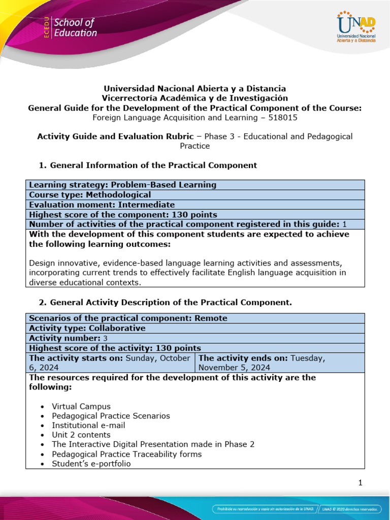 Activity Guide For The Development of The Practical Component and ... Activity Guide For The Development of The Practical Component and ...