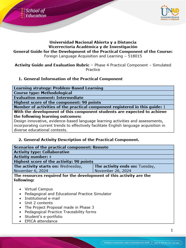 Practical Component Guide for Language Course | PDF | Simulation | Pedagogy