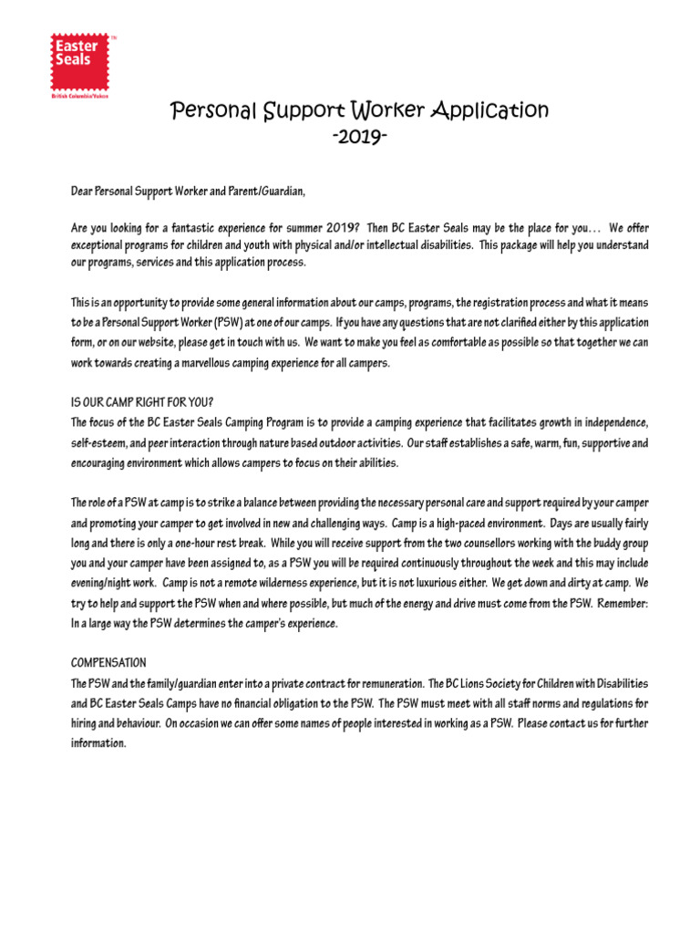 PSW Application 2019 | PDF | Indemnity | Camping