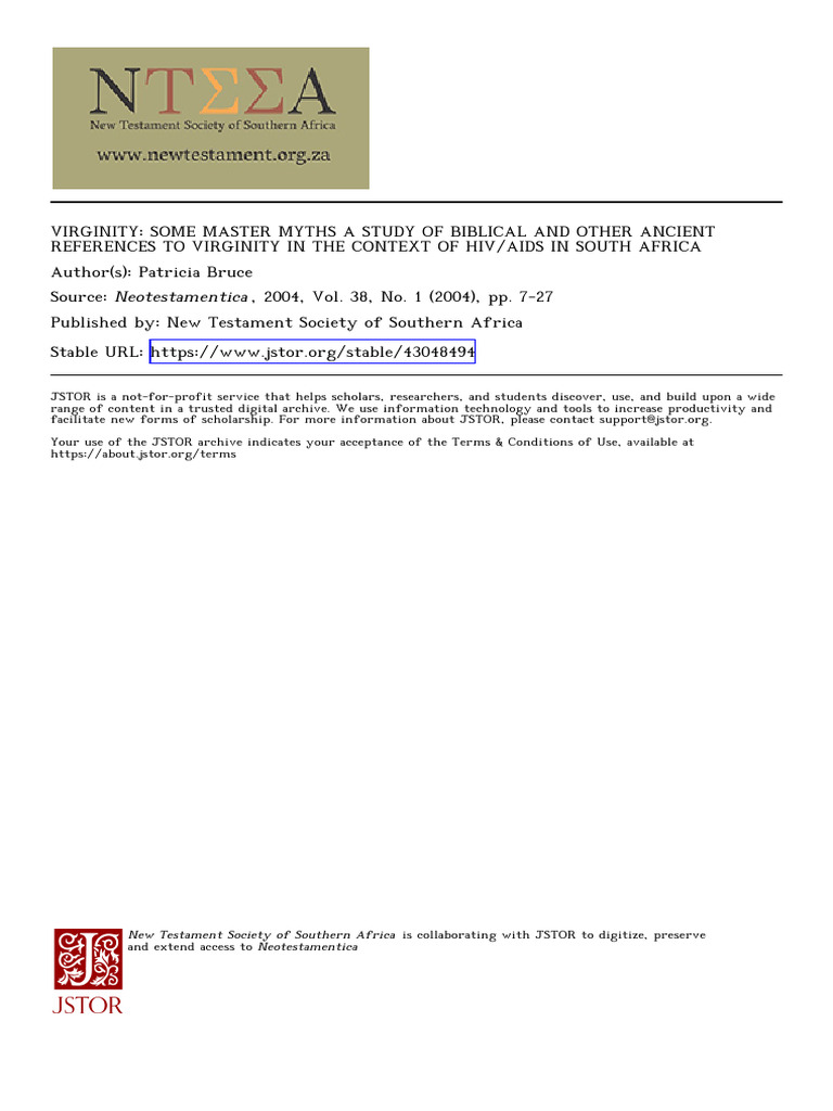 Virginity Some Master Myths A Study of Biblical and Other Ancient References | PDF | Virginity ...