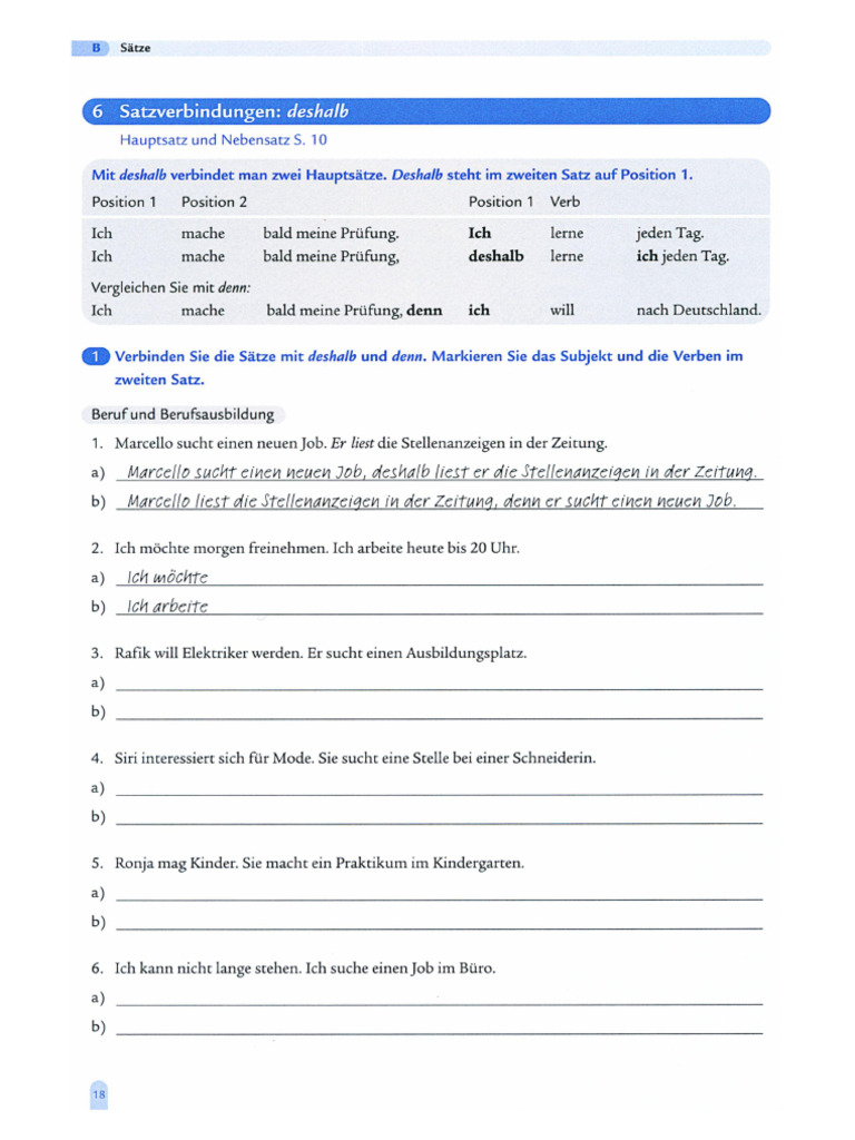 Deshalb Und Denn (Grammatik Intensivtrainer) | PDF
