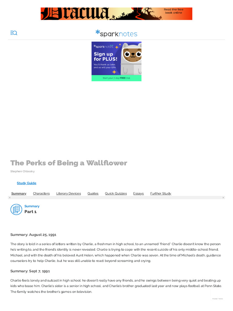 Analysis of The Perks of Being a Wallflower | PDF