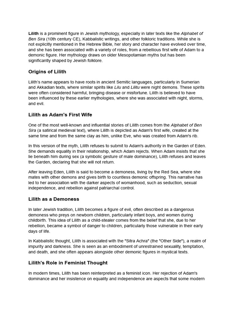 Origins of Lilith | PDF | Lilith | Demons