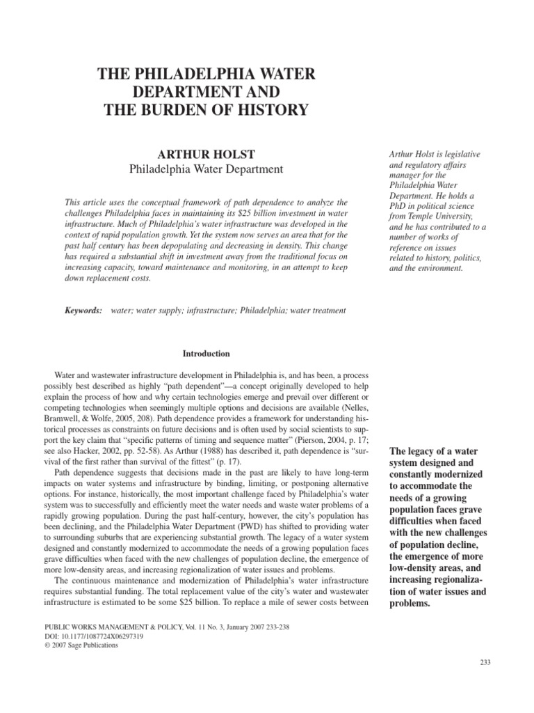 Holst 2007 The Philadelphia Water Department and The Burden of History ...