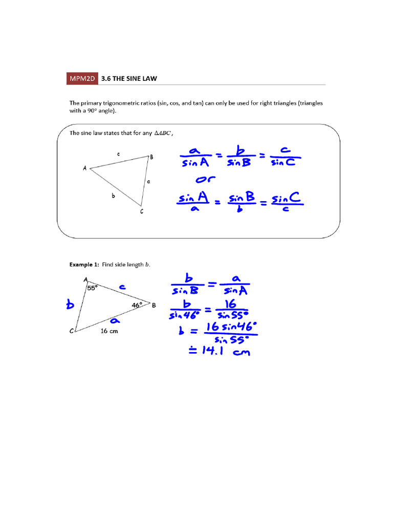 3.6 The Sine Law SMART Board | PDF