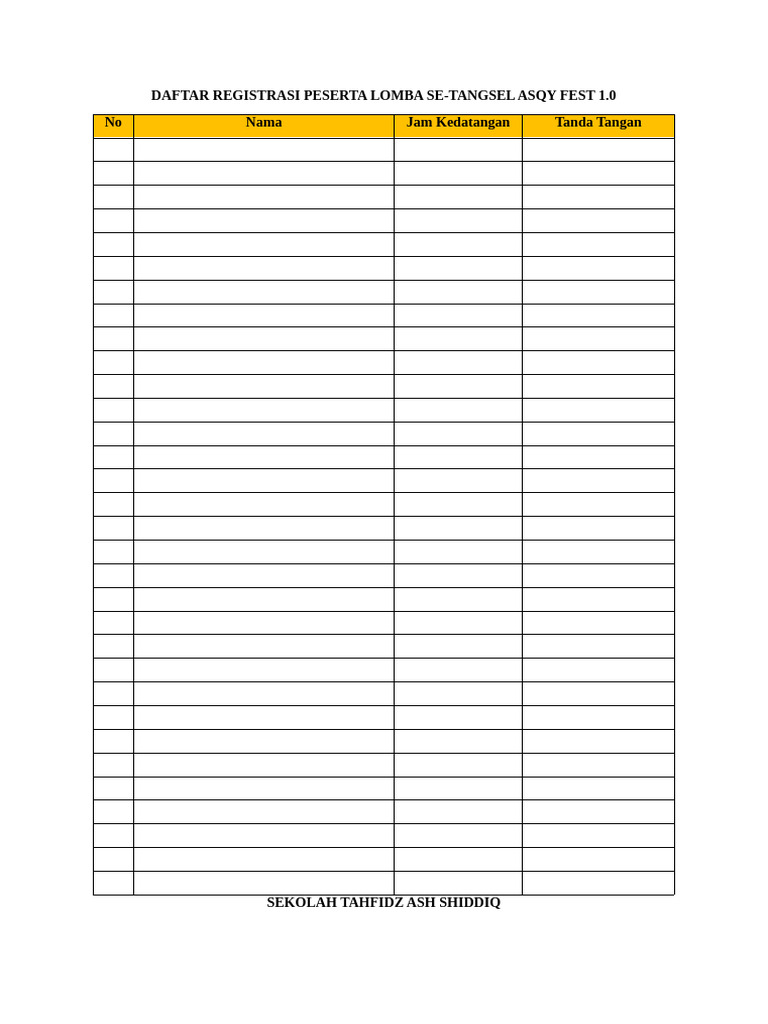 Daftar Registrasi Peserta Lomba Se | PDF