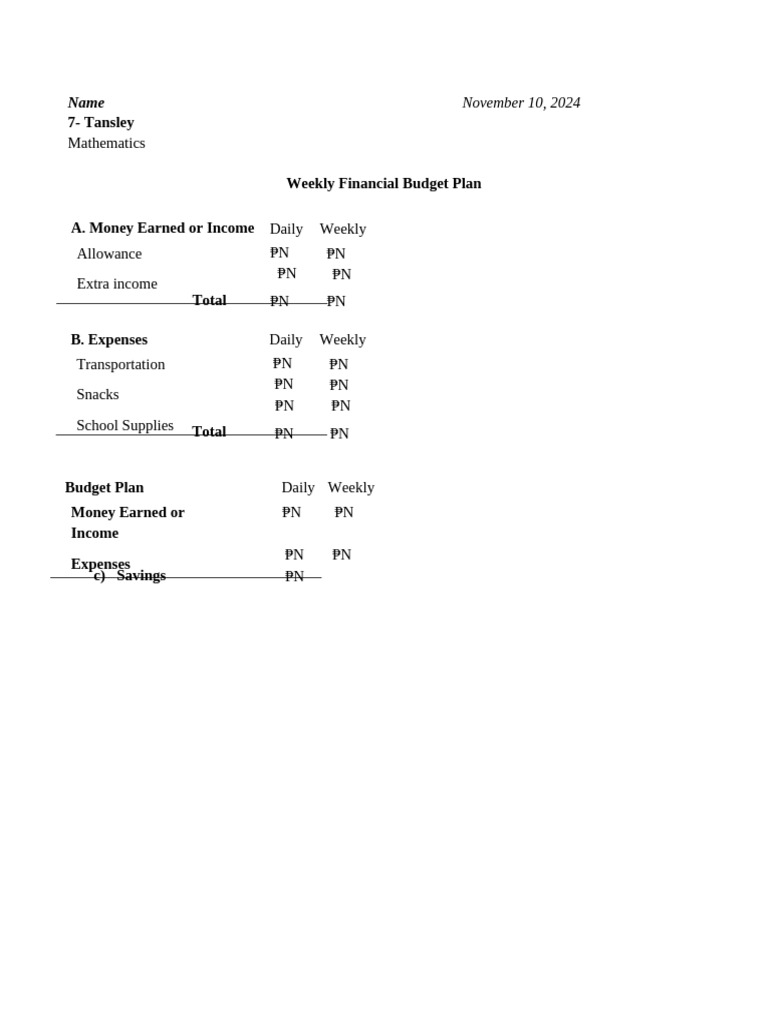 Mathematics Financial Budget Plan | PDF | Finance & Money Management