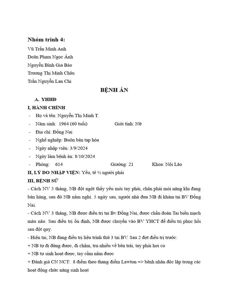 Lão Khoa BV YHCT B.án T 2 Nhóm 4 | PDF