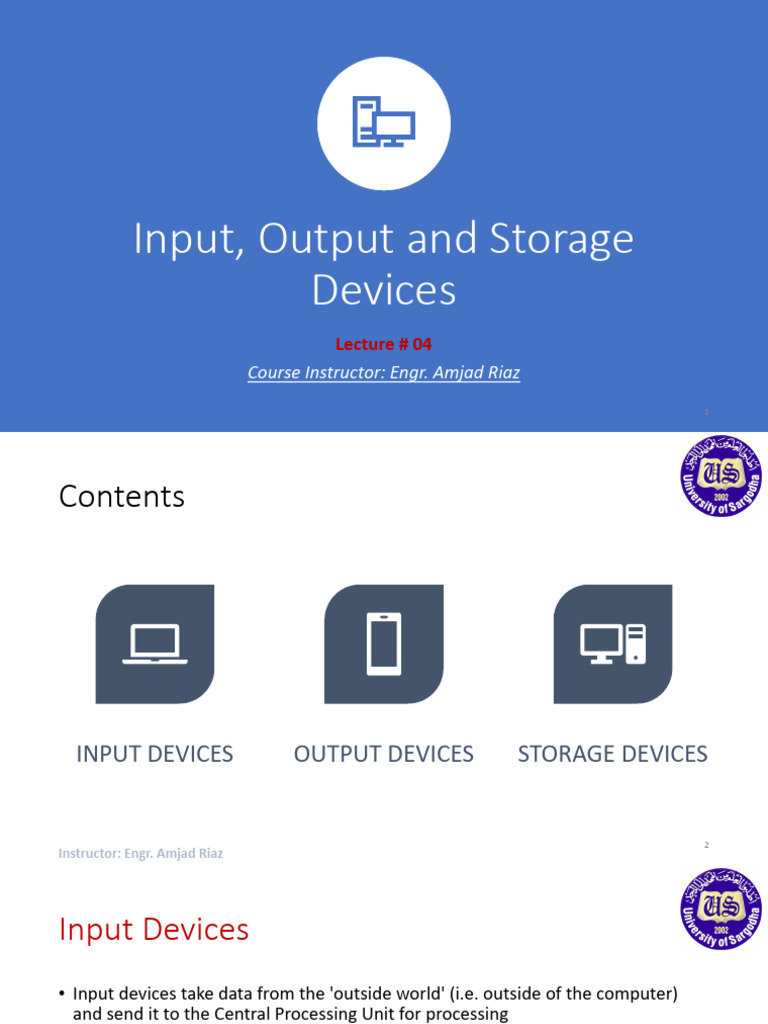 Lecture 04 Input Output And Storage Devices Pdf Computer Data Storage Hard Disk Drive