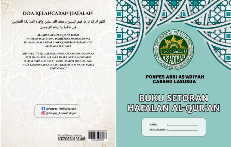 Sampul Buku Setoran Hafalan | PDF