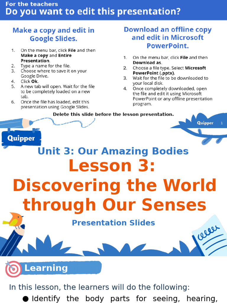 Delete This Slide Before The Lesson Presentation | PDF | Senses | Taste