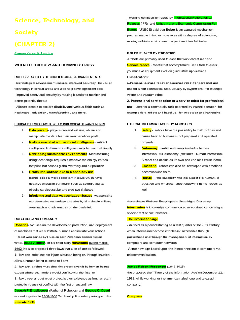 STS REVIEWER CHAPTER 2 Technology | PDF | Artificial Intelligence | Intelligence (AI) & Semantics