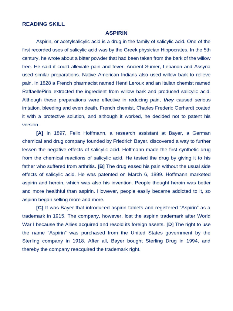 Aspirin's Invention and Trademark History | PDF | Aspirin | Bayer