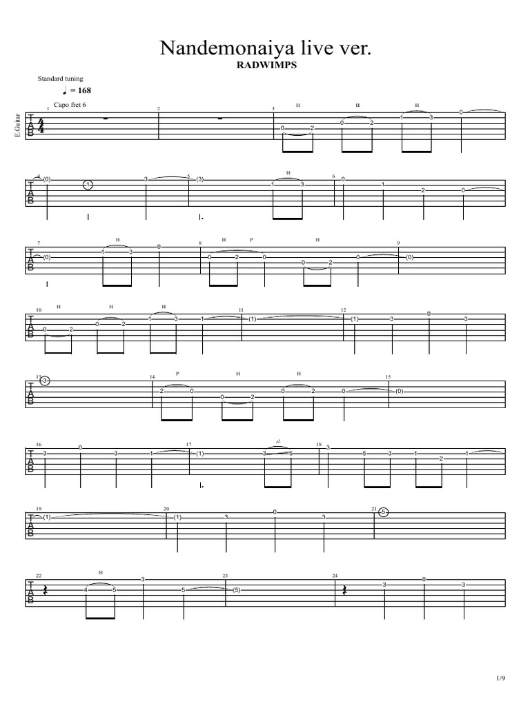 Nandemonaiya Tab Guitar | PDF