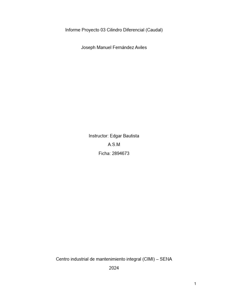 Informe Proyecto 03 Cilindro Diferencial | PDF | Presión | Descarga (hidrología)