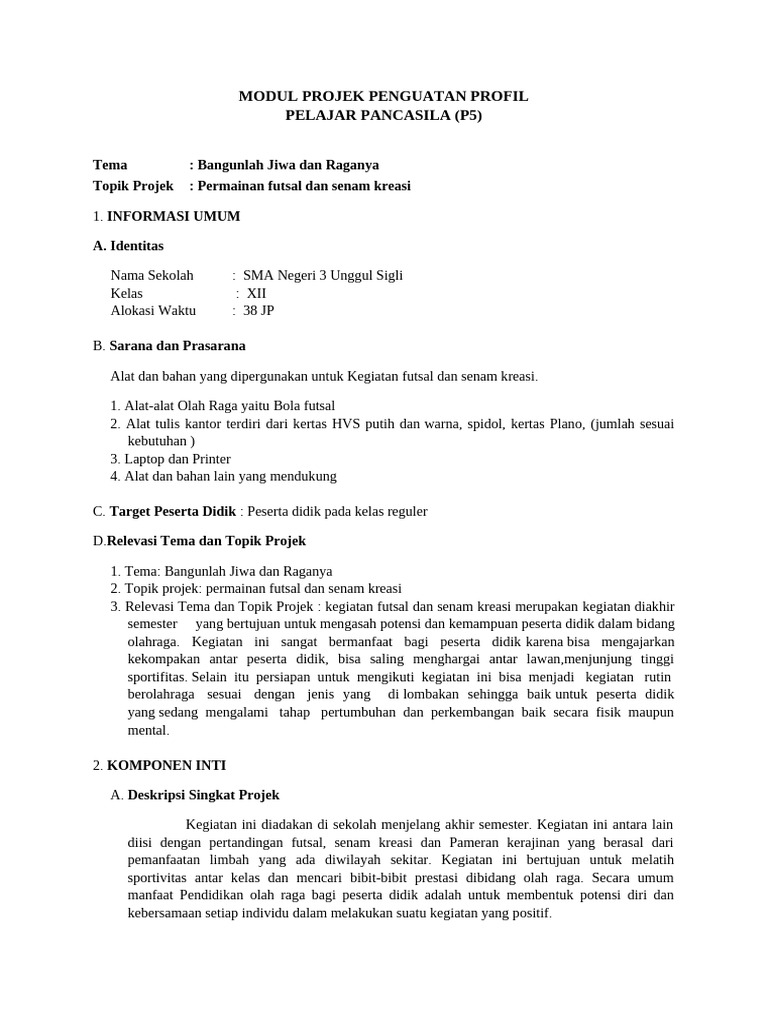 Draft Modul Projek | PDF | Karier & Perkembangan