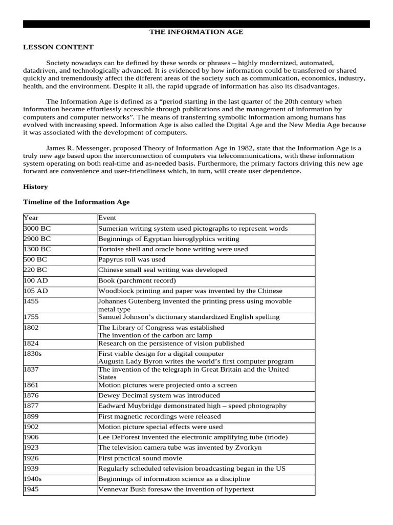 Sts Lesson 11 The Information Age | PDF | Bioinformatics | Laptop