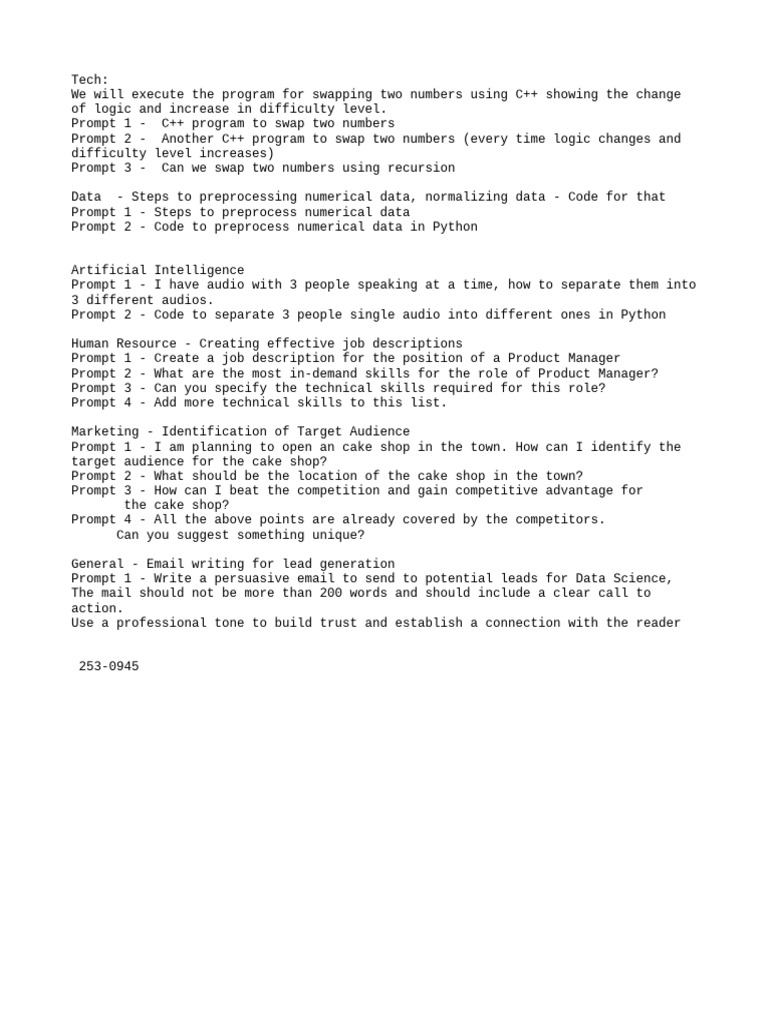 Prompts Google Bard | PDF | Business | Computers