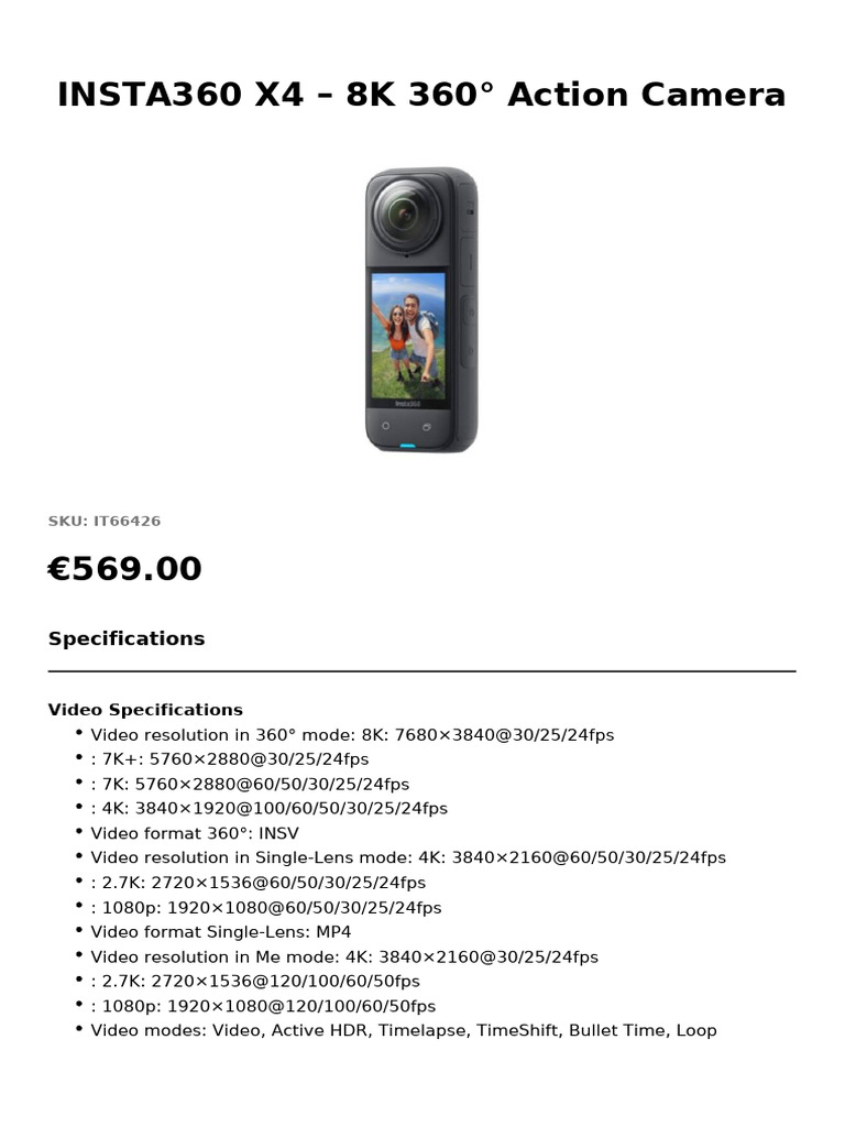 8K 360° Action Camera for Creators | PDF