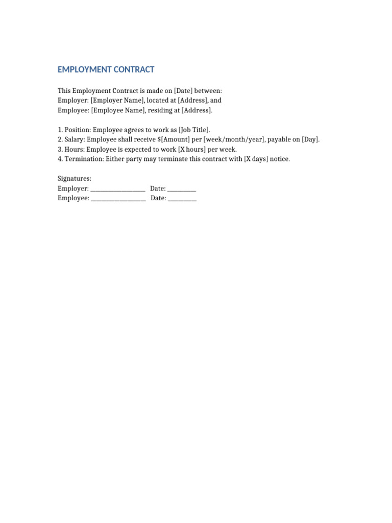 Employment Contract Template | PDF | Career & Growth | Law