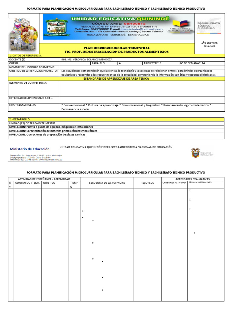 Plan Microc 1trim Carnicos 3ro Bta Ipa 2024-2025 | PDF | Evaluación | Carne