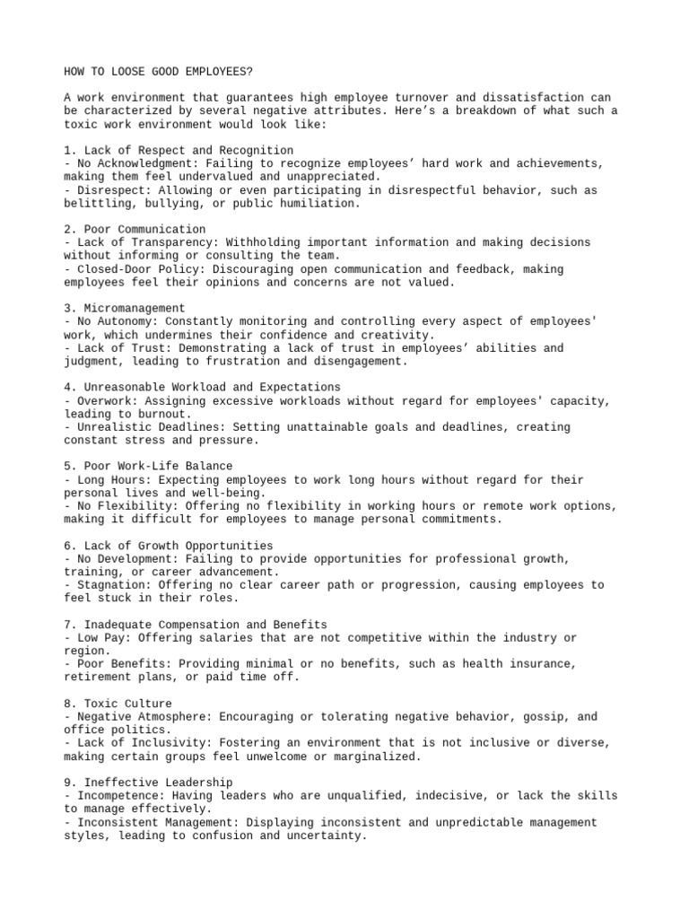 How To Loose Employees | PDF | Occupational Safety And Health | Mental ...