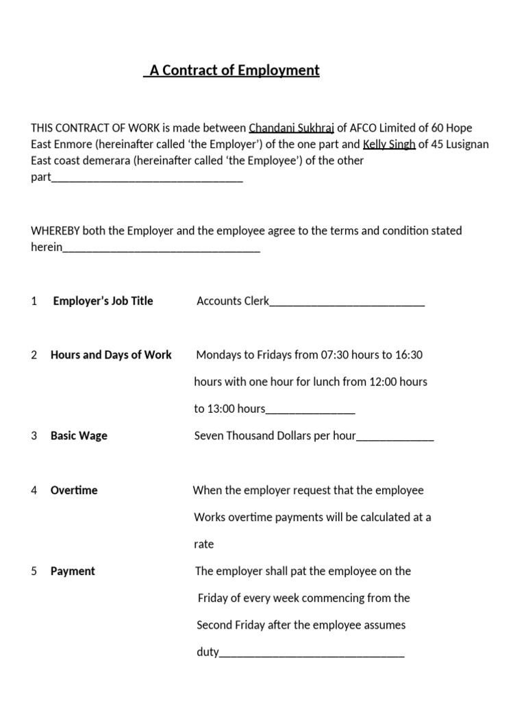 Contract | PDF | Employment | Overtime