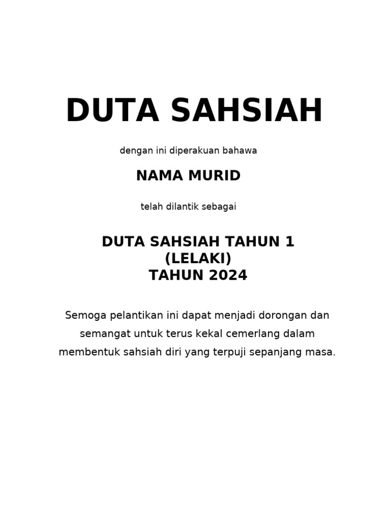 Duta Sahsiah Sijil | PDF