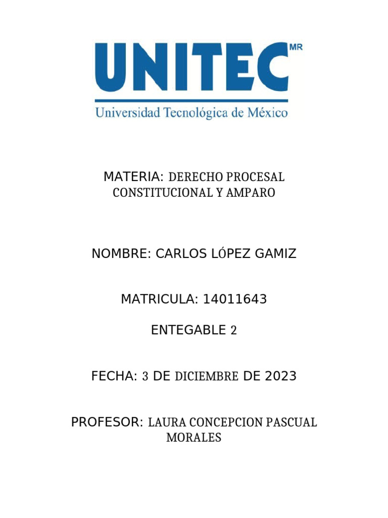 E2 CLG Unitec Amparo | PDF | Derecho Constitucional | Sentencia (ley)