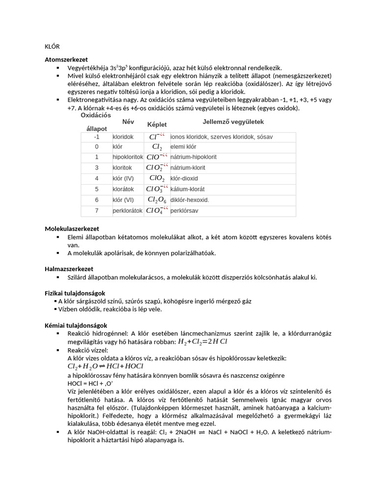 KLÓR Hidrogén Klorid | PDF