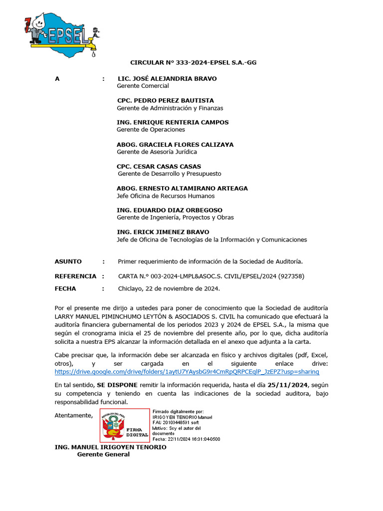 333 CIRCULAR #333-2024-EPSEL S.A. GG Primer Requerimiento de ...