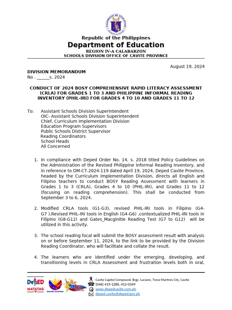 2024 BOSY Literacy Assessment Guidelines | PDF | Behavior Modification ...
