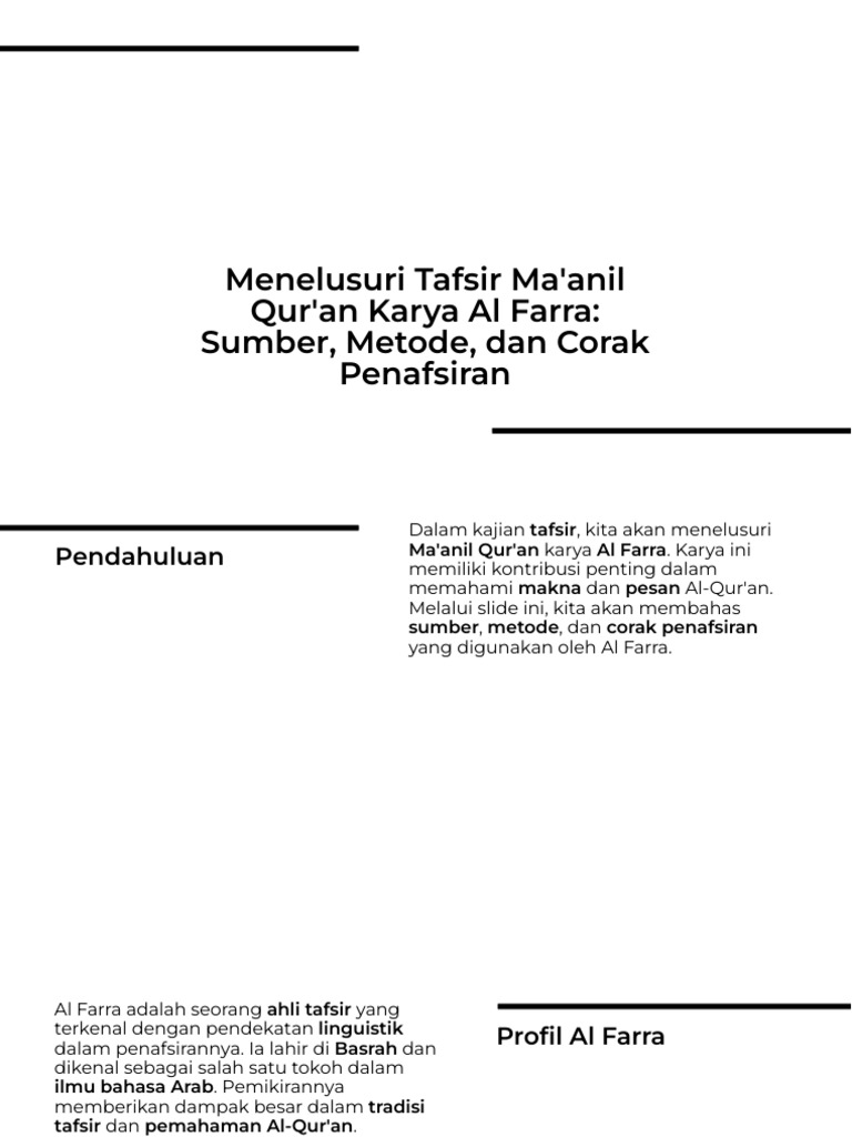 Slidesgo Menelusuri Tafsir Maanil Quran Karya Al Farra Sumber Metode Dan Corak Penafsiran ...