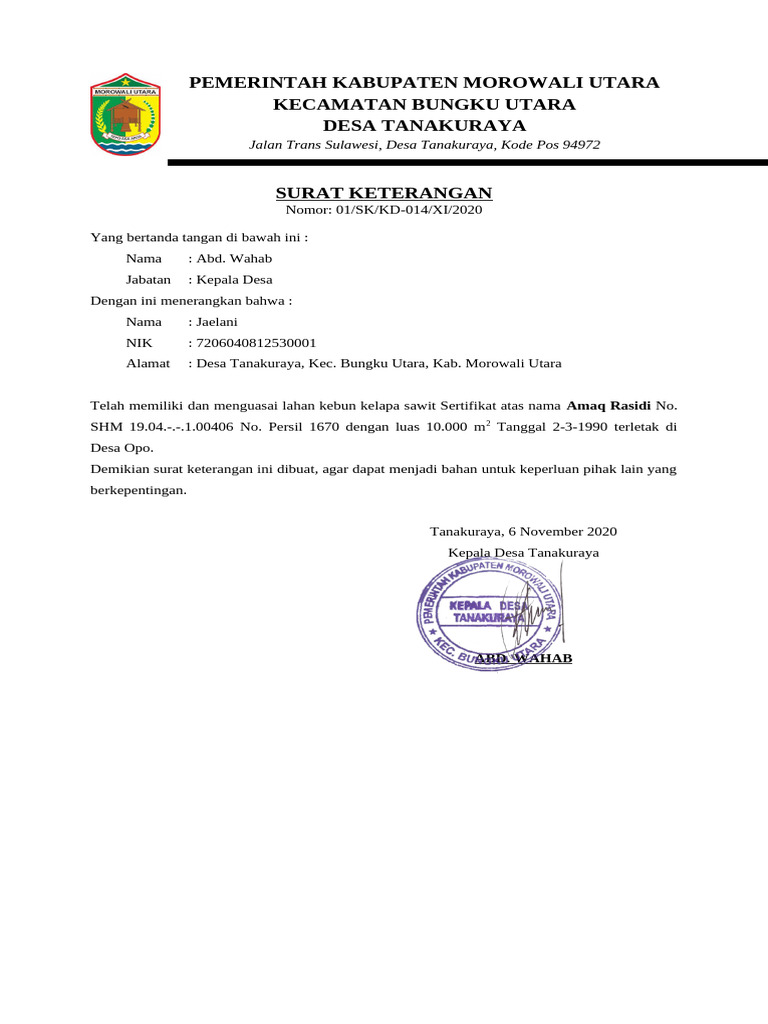 Surat Beda Nama SHM 406 Jaelani - 081831 | PDF