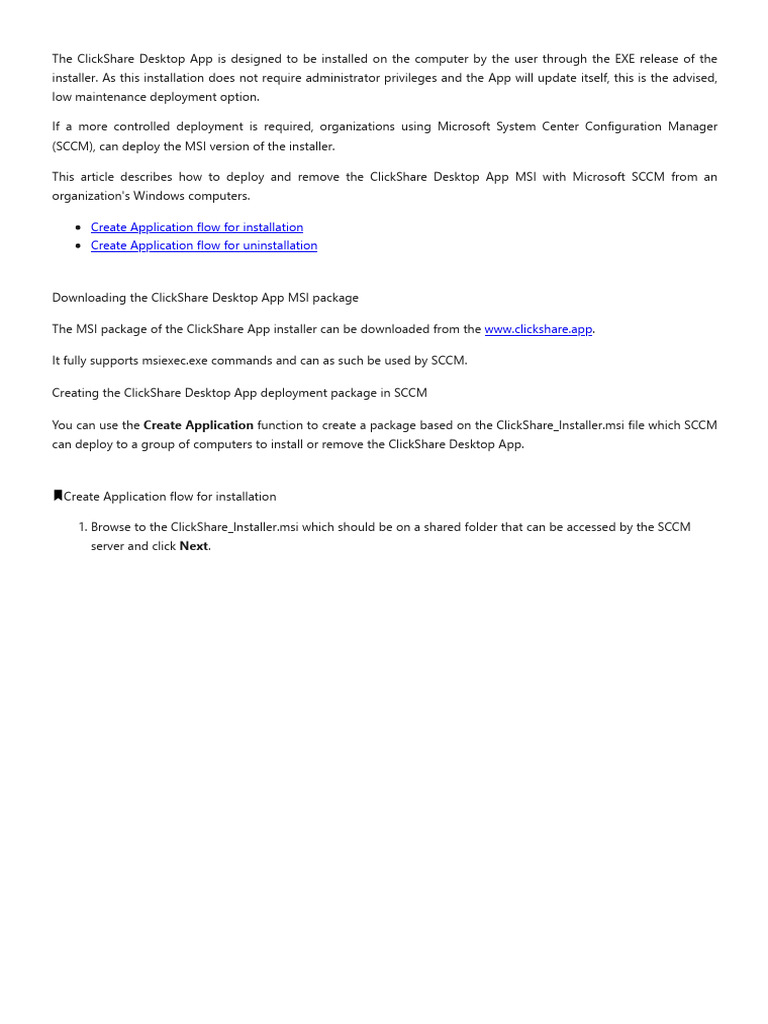 Knowledge Base 2190 - Deploying The ClickShare Desktop App With ...