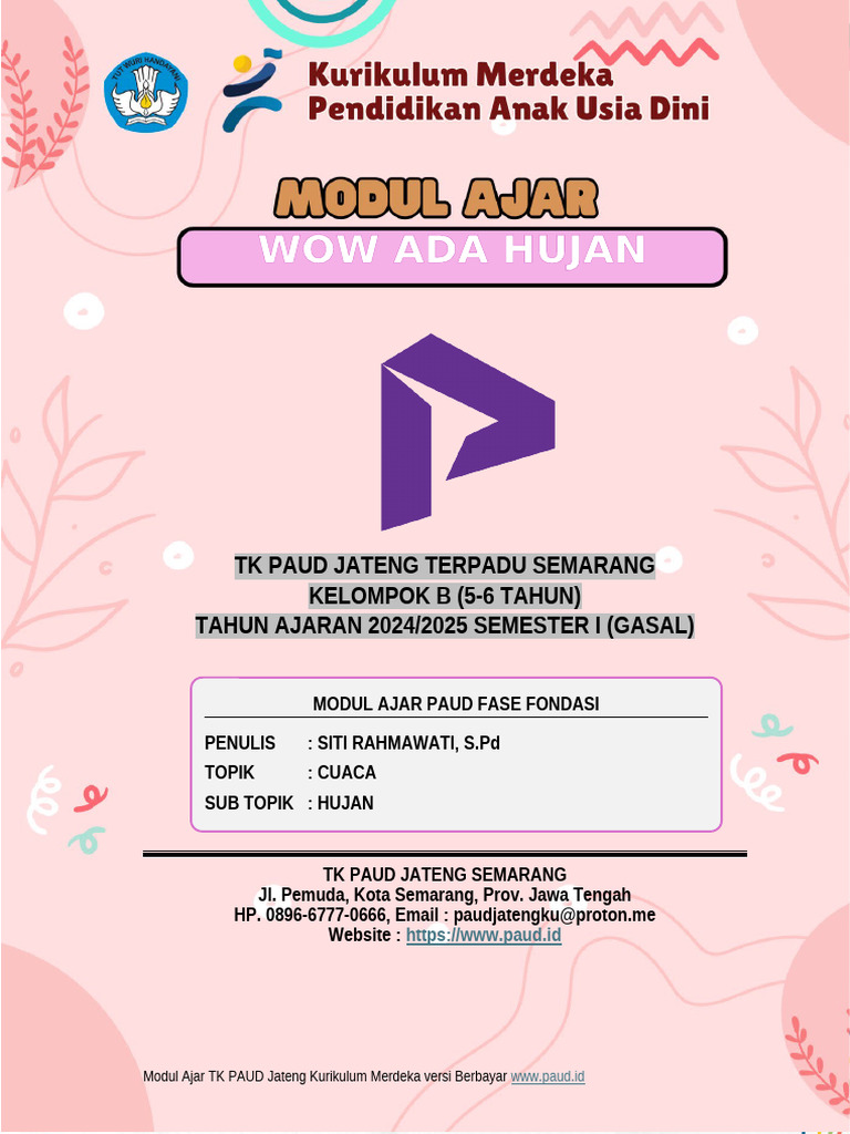 TK B Smt2 01 Modul Ajar 2024 2025 Hujan | PDF | Karier & Perkembangan | Ilmu Sosial