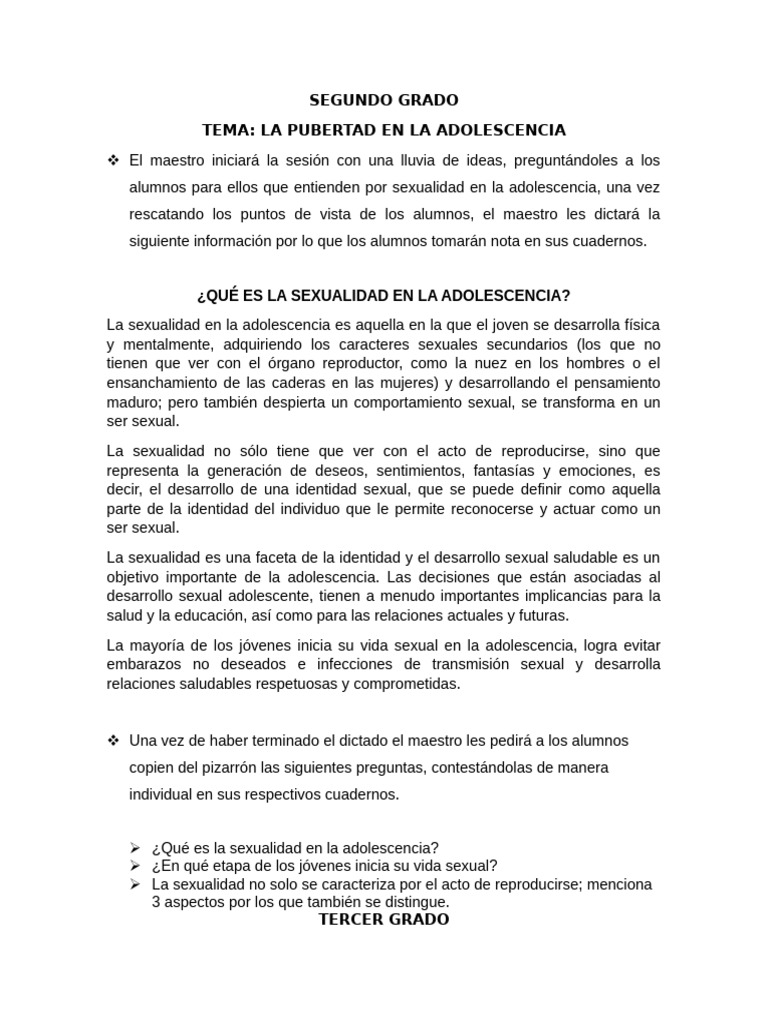ACTIVIDADES | PDF | Adolescencia | La sexualidad humana