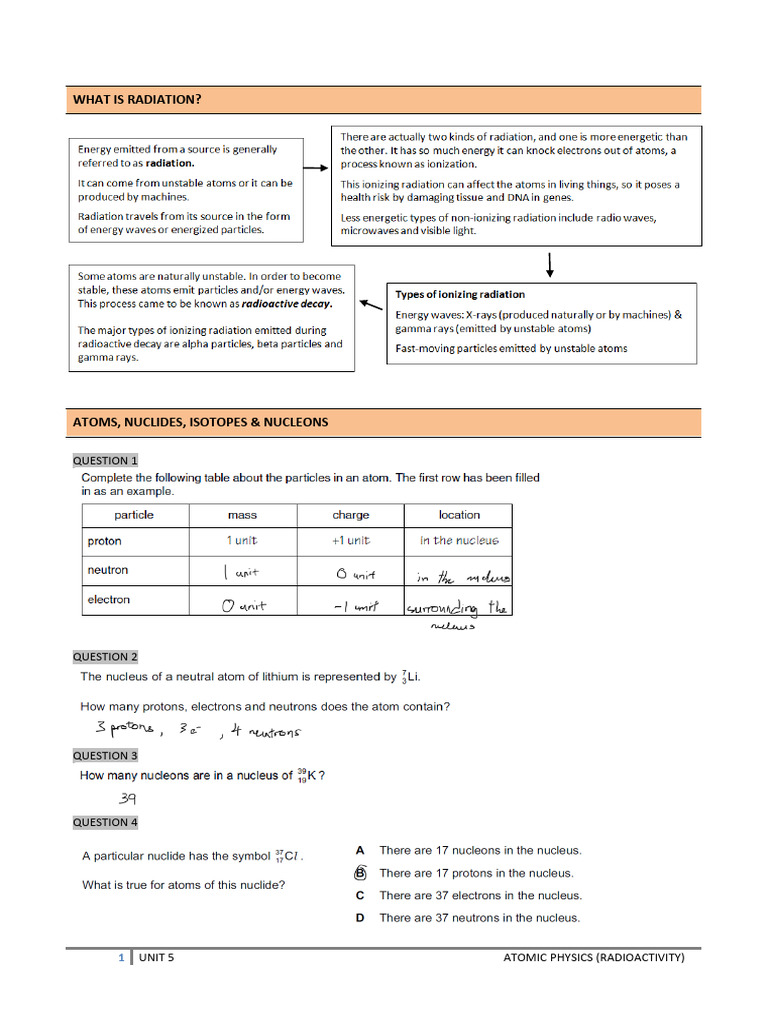 Unit 5 - Atomic Physics | PDF | Radioactive Decay | Radiation