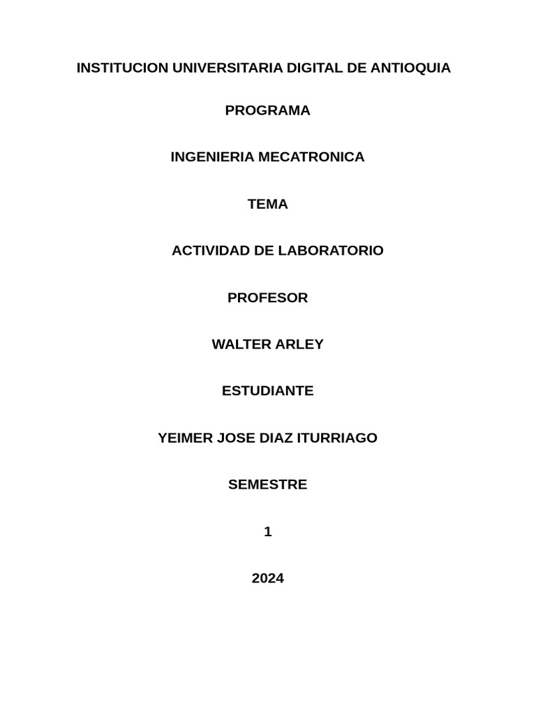 Actividad de Laboratorio en Mecatrónica | PDF