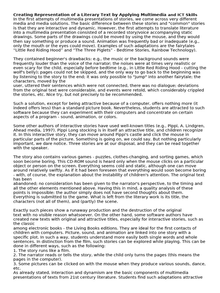 Creating Representation of A Literary Text by Appl | PDF Creating Representation of A Literary Text by Appl | PDF
