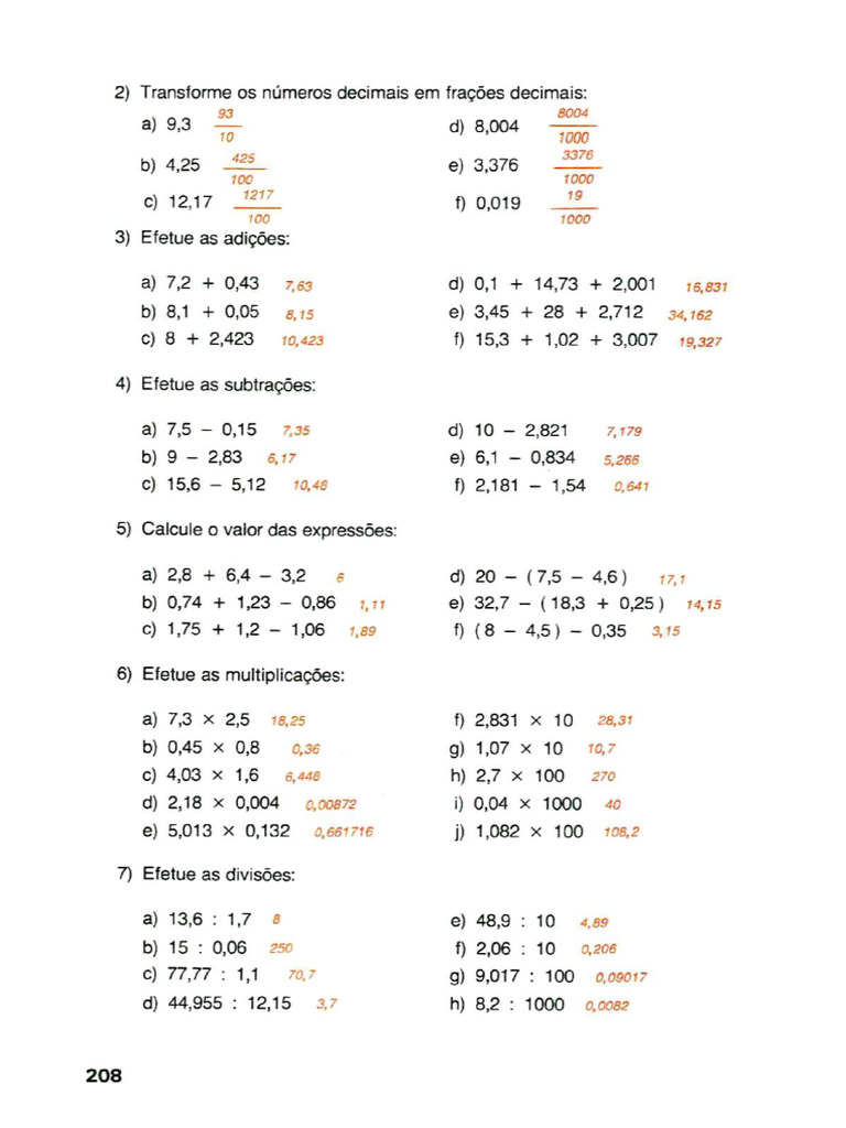 3 - Exerc - Numeros Decimais | PDF