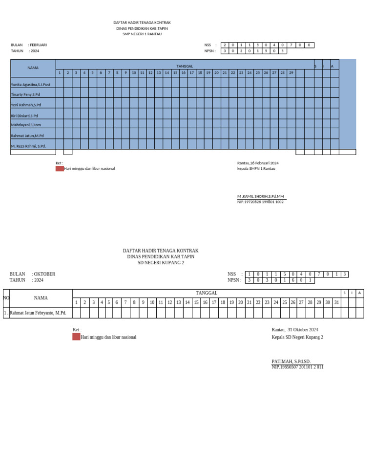 Absen Bulanan Febri (Fix 2024) | PDF