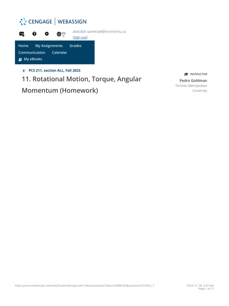 Rotational Motion, Torque, Angular Momentum - PCS 211, Section ALL, Fall 202 | PDF | Rotation ...