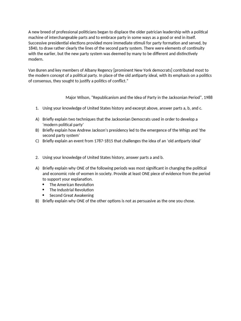 APUSH - SAQ Unit 4 Quiz | PDF